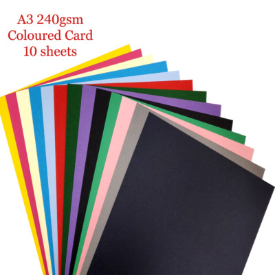 10 x A3 240gsm Coloured Card Stock Pack of 10 Sheets | eBay UK