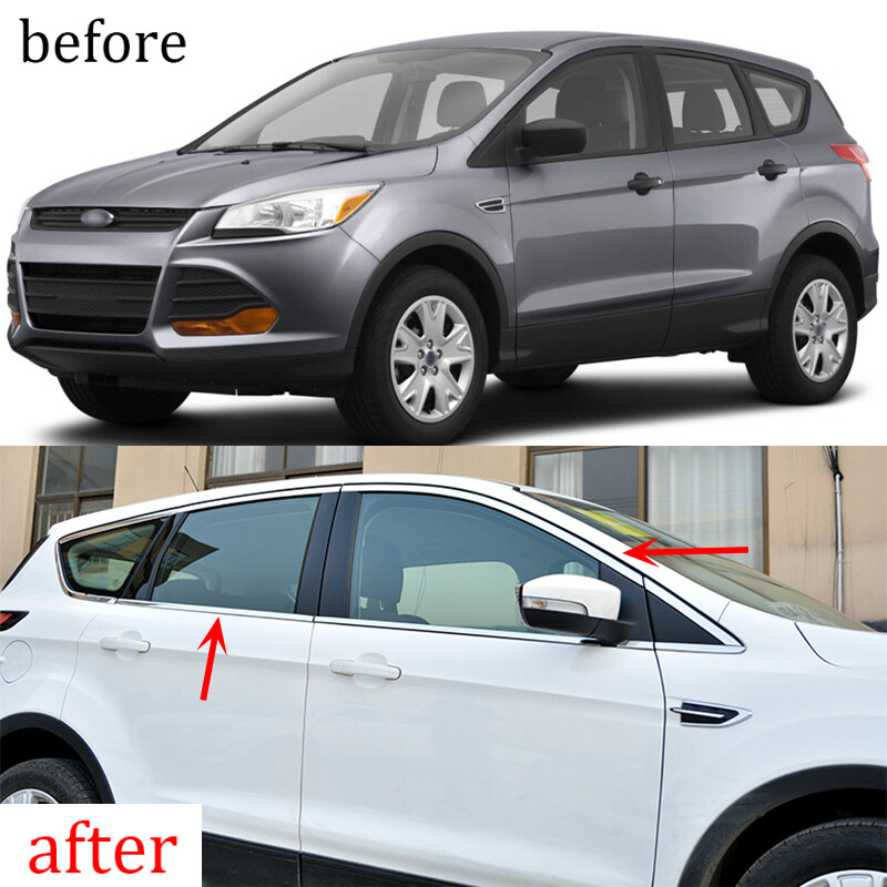Titanium Chrome Windows Sill Molding Strip Trim For Ford Escape Kuga ...