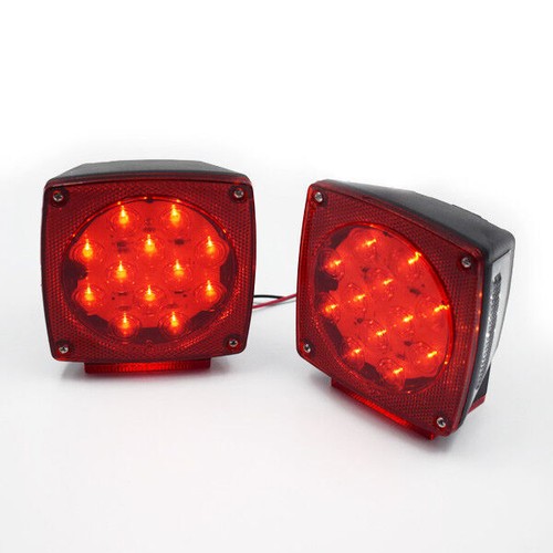 2PCS Square Boat Car Red LED Lights Stop Brake Trailer Under 80" Tail ...