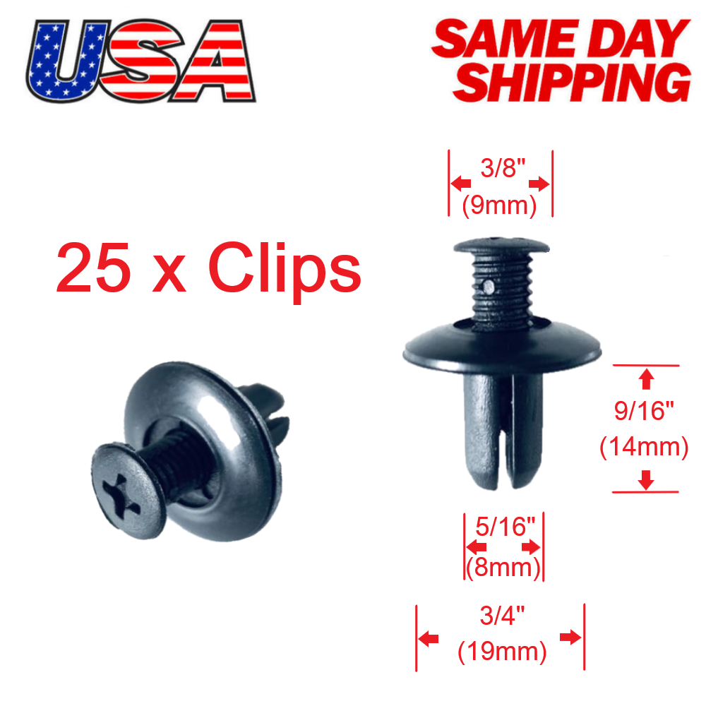 🔥Set of 25🔥 Bumper Clip Push Type Trim Retainer Clips 01553-0038U for ...