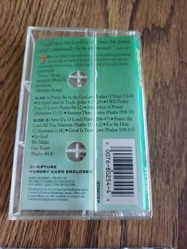 Praise - Scripture Memory Songs Cassette Tape 1992 Contemporary Music ...