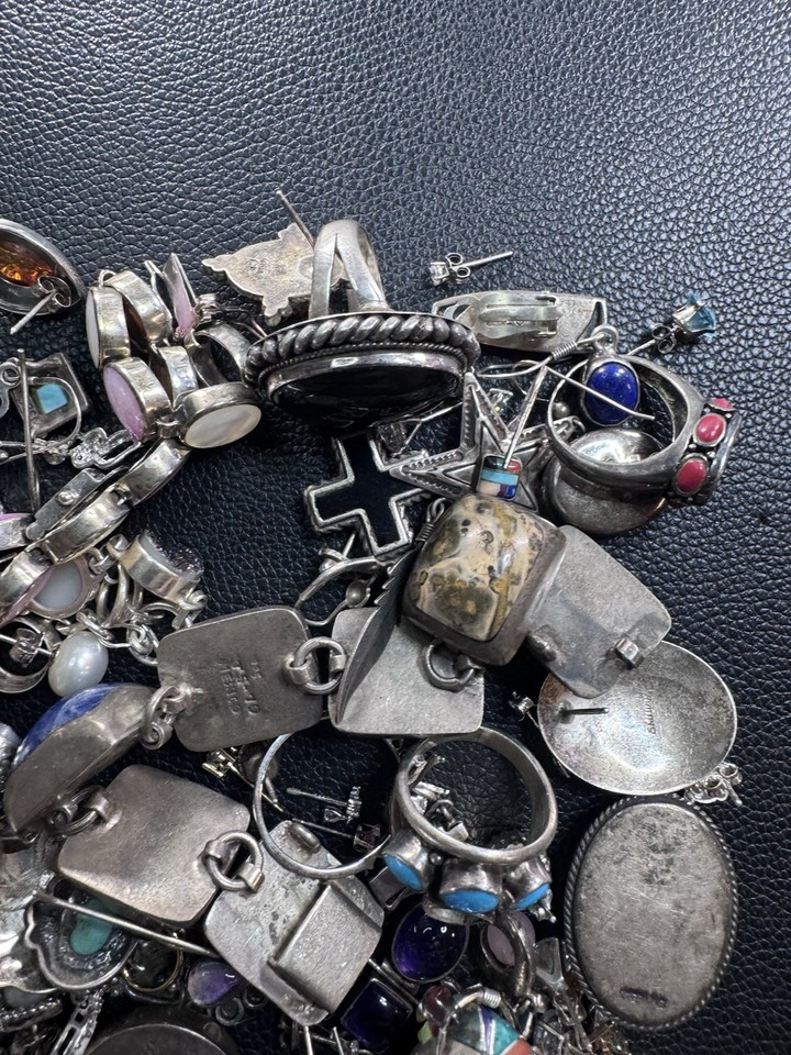 Scrap Sterling Silver Jewelry With Stones Repair Or Repurpose - 511g | eBay