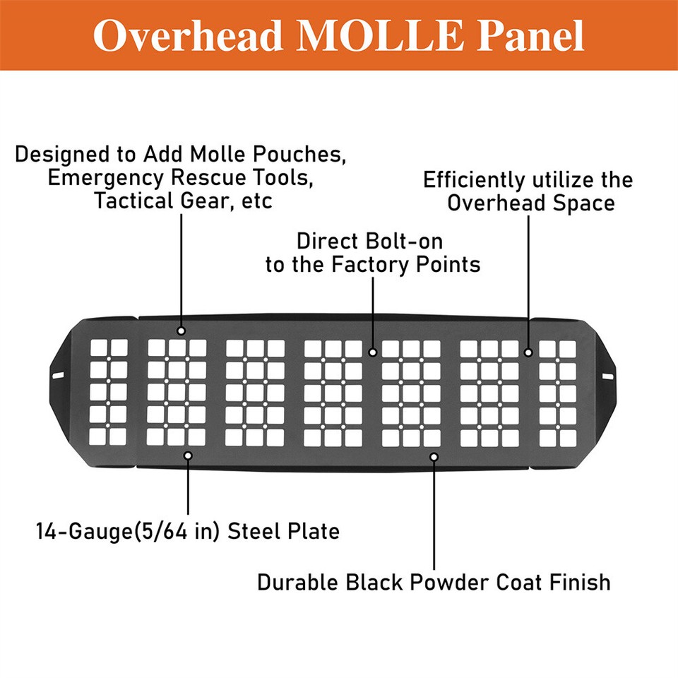Rear Overhead Top MOLLE Panel Storage System Black for Toyota 4Runner ...