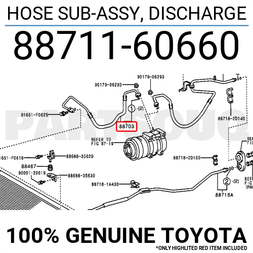 8871160660 Genuine Toyota HOSE SUB-ASSY, DISCHARGE 88711-60660 | eBay