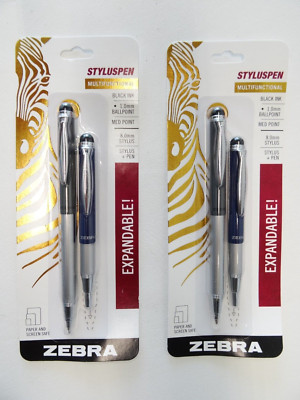 4 - Zebra StylusPen Telescopic Ballpoint Pens, Medium Point, 1.0mm ...