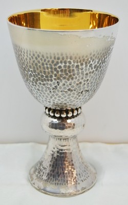 SILVER PLATED HAMMERED EUROPEAN CHALICE / COMMUNION CUP - CHURCH ...