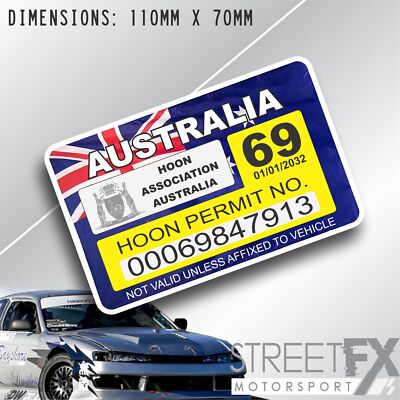 Hoon Permit Rego Licence Sticker Decal Drift Hoon V8 4x4 Car Bumper ...