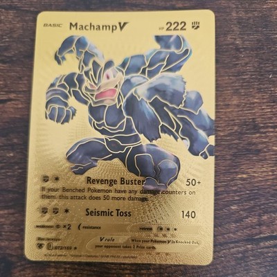 2024 Pokémon Gold Foil Fan Art Card Machamp V Hp 222 Basic | eBay