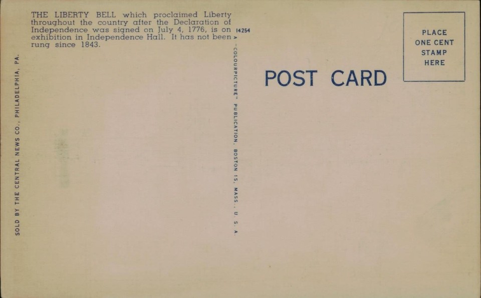 Liberty Bell Independence Hall Philadelphia PA PH-25 Vintage Postcard ...