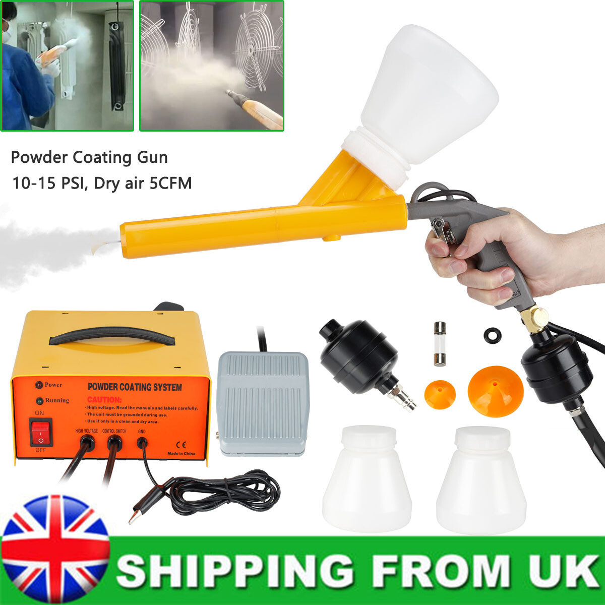 Portable Electrostatic Powder Coating Gun System Kit Car Paint Sprayer ...