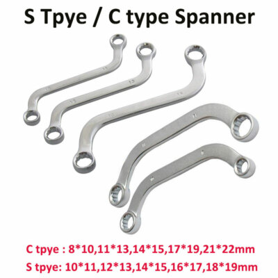 S Shape C Shape Bent Bend Shaped Bi Hex Ring Spanner Obstruction 8-22mm ...