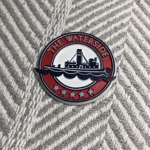 The Waterside Refrigerator Magnet Red White and Blue Ship Rubber Round ...