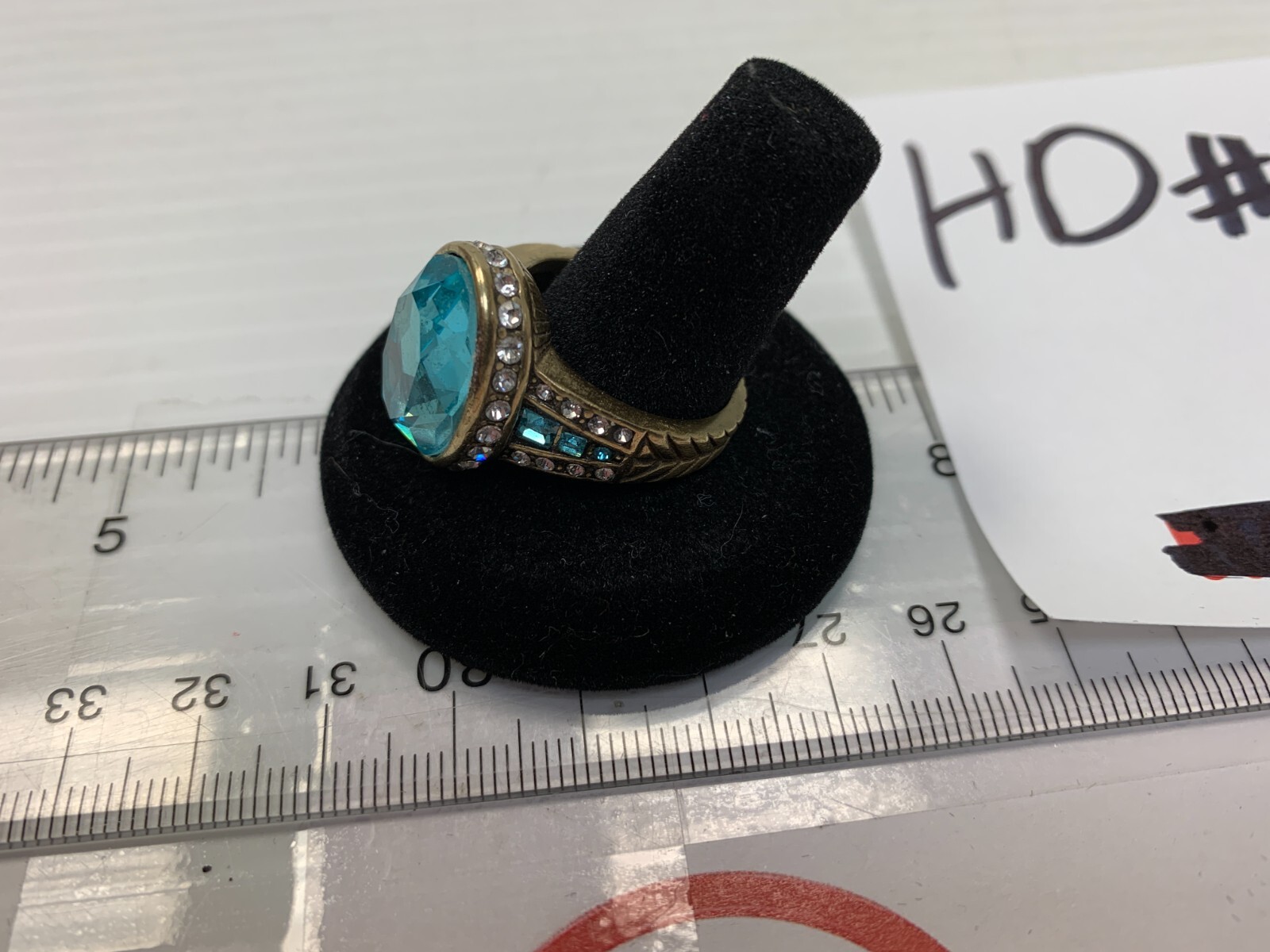 HSN – Heidi Daus – Large Light Blue Crystal Studded Ring – Size 10 - #8 ...