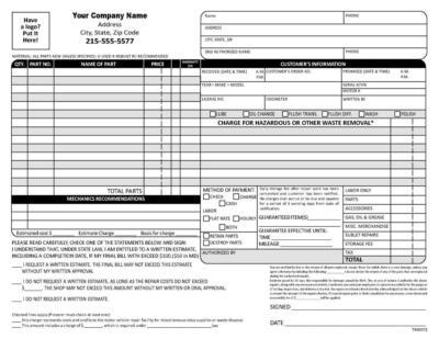 500 Garage Auto Repair Forms / 2 Part Carbonless / TMG072 | eBay