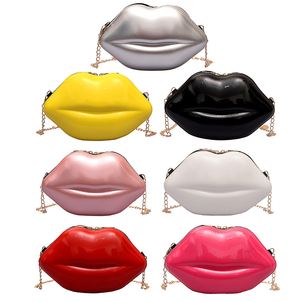 Women Lips Shaped Bag PU Lips Messenger Bag Fashion Zipper Shoulder Bag ...