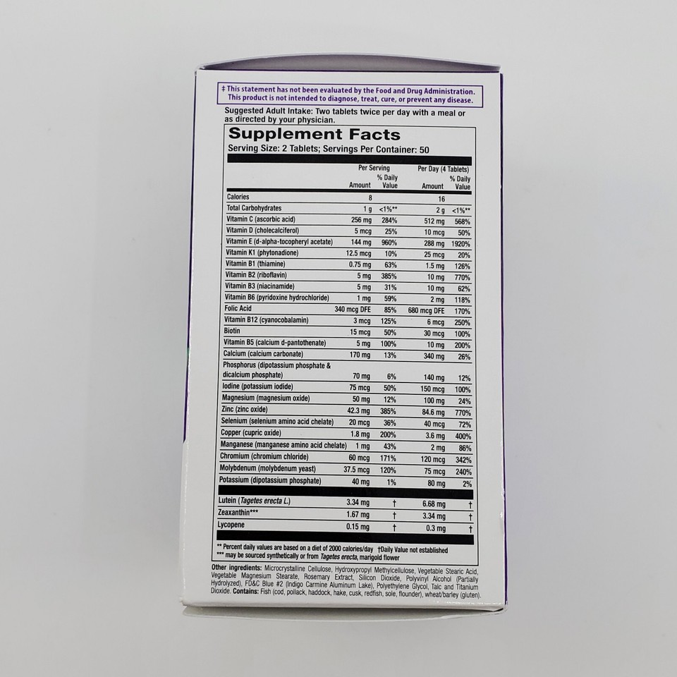 Systane ICaps Eye Multivitamin Formula Supplement 100 Coated Tablets 3/ ...