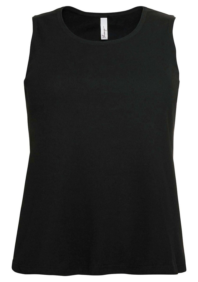 Sheego Damen Tanktop Oberteil Ärmellos Rundhals Jersey schwarz Gr. 40 ...