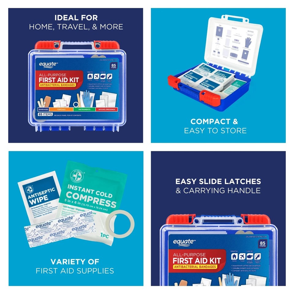 Equate On-the-Go First Aid Kit, 85 Pieces | eBay