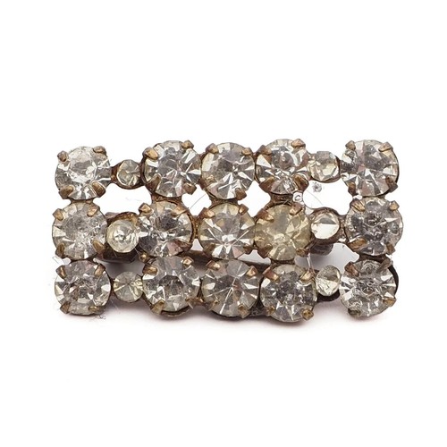 Antique Czech clear glass rhinestone rectangle pin brooch | eBay