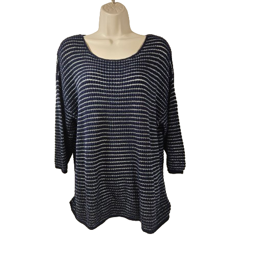 Chico's Blue Metallic Silver Short Sleeve Sweater 3 Size XL Women | eBay