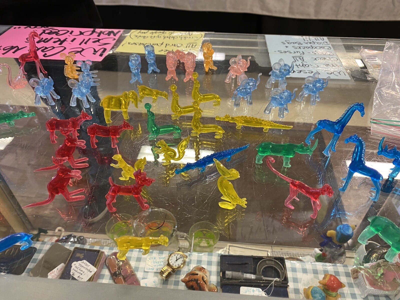 Vintage Clear Plastic Toy Animals Deer Mouse squirrels alligators dog ...