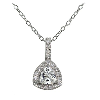 Sterling Silver Cubic Zirconia Trillion-Cut Necklace | eBay Australia