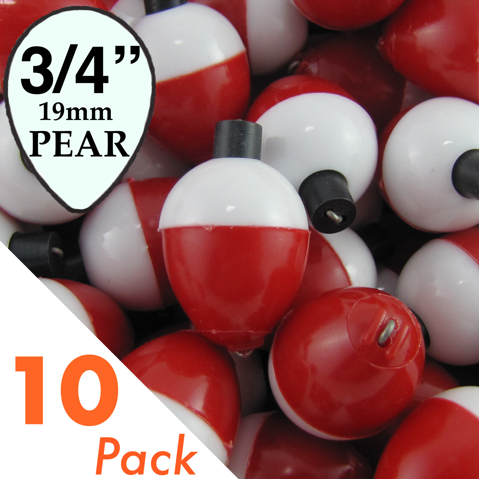 3/4" inch .75" - PEAR shape Red & White Fishing Bobbers Floats 10 to ...