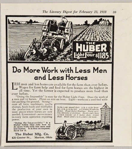 1918 Print Ad Huber Light Four Tractors Farm & Farmer Marion,Ohio | eBay