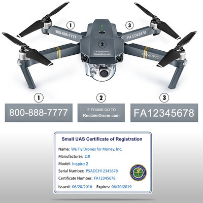 Drone Stickers + FAA UAS Registration Certificate ID Card - Part 107 ...