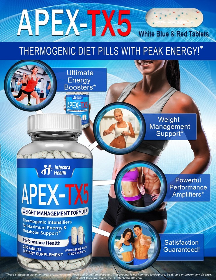 APEX TX5 Weight Management Diet Pills with Peak Energy 120 White/Blue ...