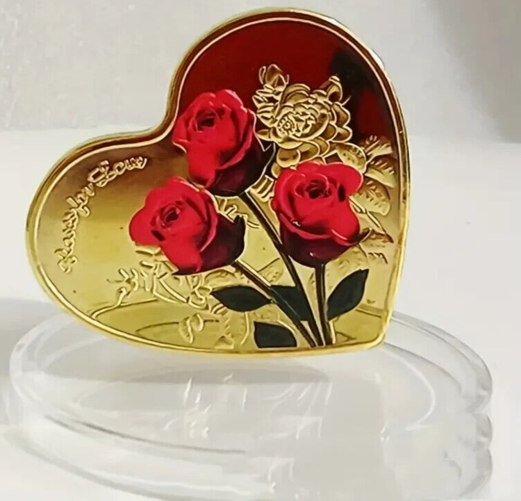 Red Roses For Love, Heart Shape Coin, Challenge Collectable, Hobo ...
