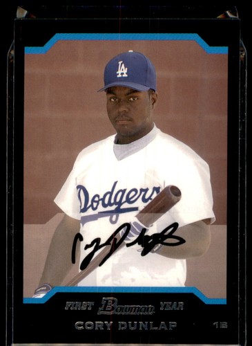 2004 BOWMAN DRAFT PICKS & PROSPECTS CORY DUNLAP RC LOS ANGELES DODGERS ...