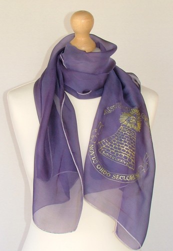 Free Masonic scarf 100 % silk Handpainted, Large orange 135x45cm gift ...