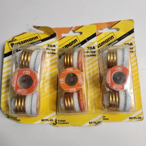 Cooper Bussmann 20A Time Delay Fuses BP/TL20 Edison Base 125VAC 3 Pack ...