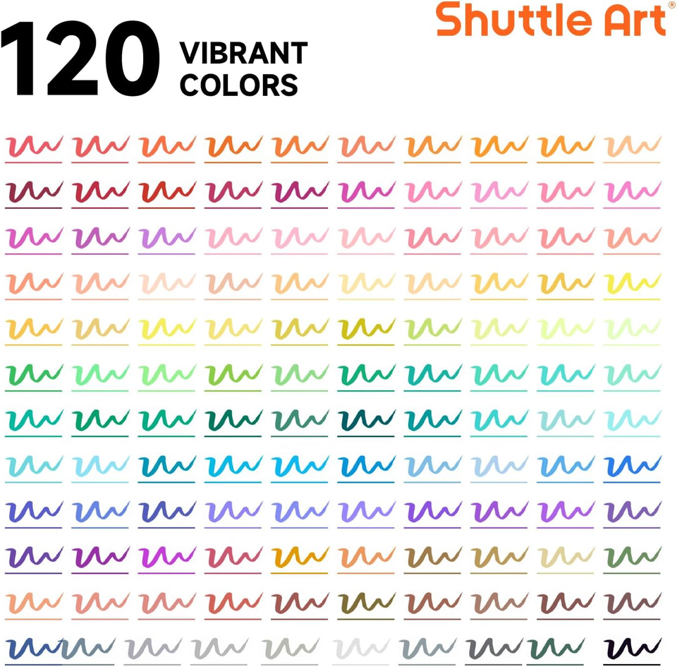 Dual Tip Brush Pens Set, 120 Colours Ultra Fine and Brush Tip Markers ...