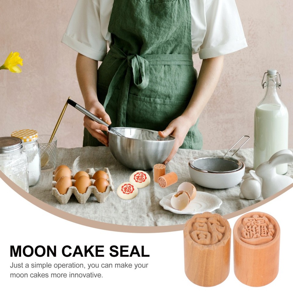 2 Pcs Chinese Mooncake Stamp Hand Press Cookie Stamps Custard Cream ...