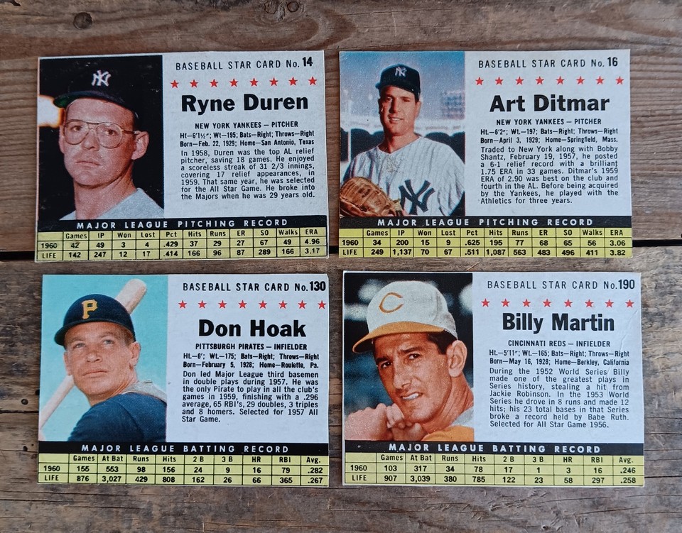 1960s Post Cereal MLB Baseball Cards Dodgers Giants Red Pirates Yankees ...