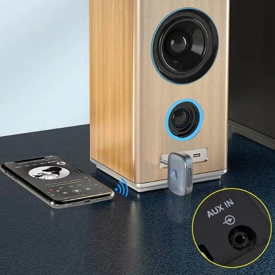 1X(Car Bluetooth 5.3 AUX Adapter Noise Cancelling 3.5mm Jack Stereo ...