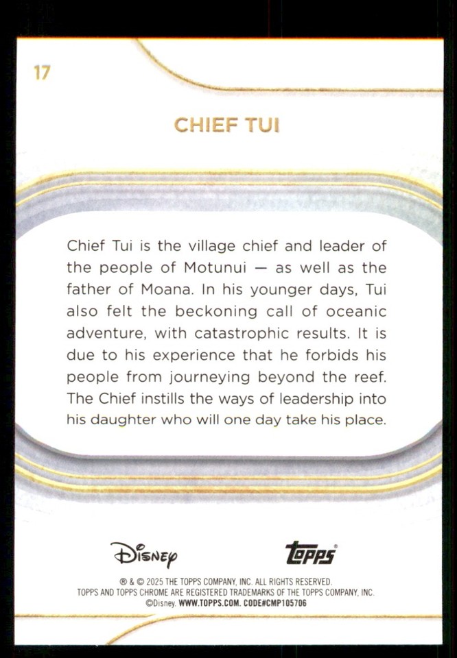 2025 Topps Chrome Disney Chief Tui Moana #17 | eBay