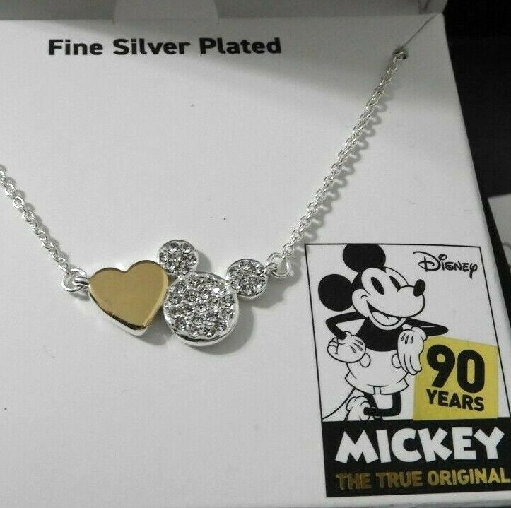Disney MICKEY THE TRUE ORIGINAL Crystal ICON Gold HEART Mickey NECKLACE ...