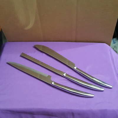 Lot of 3 Vintage Saladmaster Knives. 403 405 406. Made In USA Stainless ...