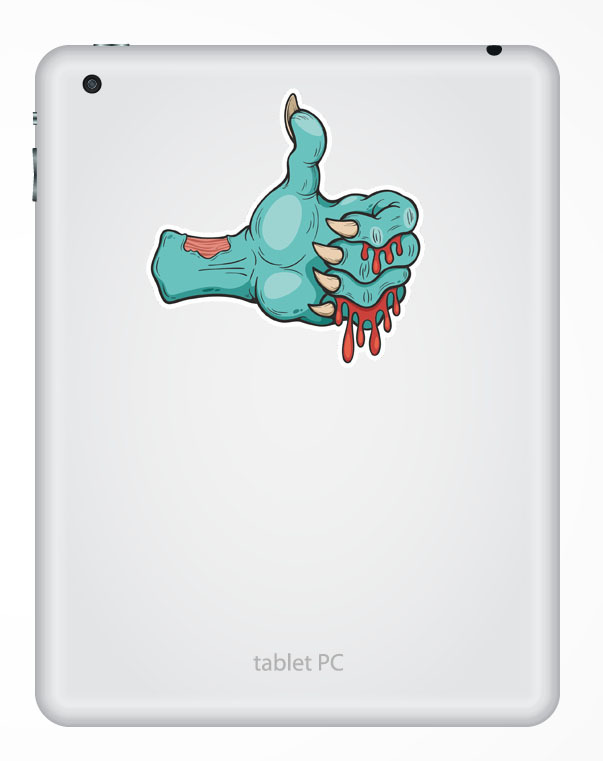 2 x 10cm Zombie Hand Vinyl Sticker iPad Laptop Car Dead Walking Blood ...