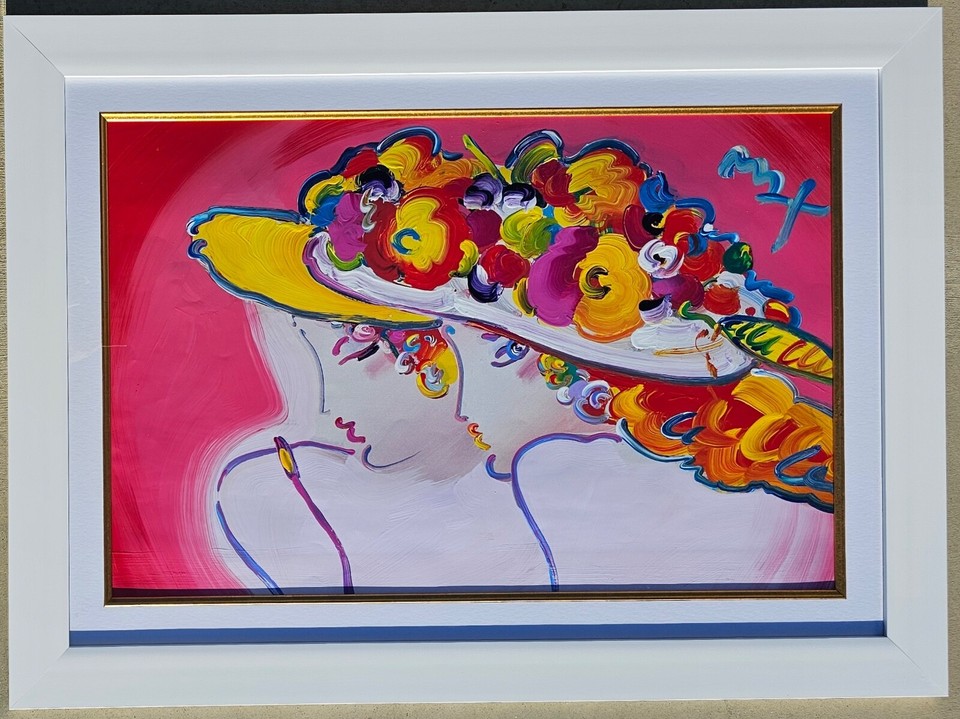 PETER MAX Friends Unique Original Painting Hand signed framed Large ...