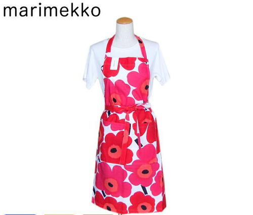 MARIMEKKO PIENI UNIKKO FLORAL APRON White Red Poppy 064161 001NEW ...