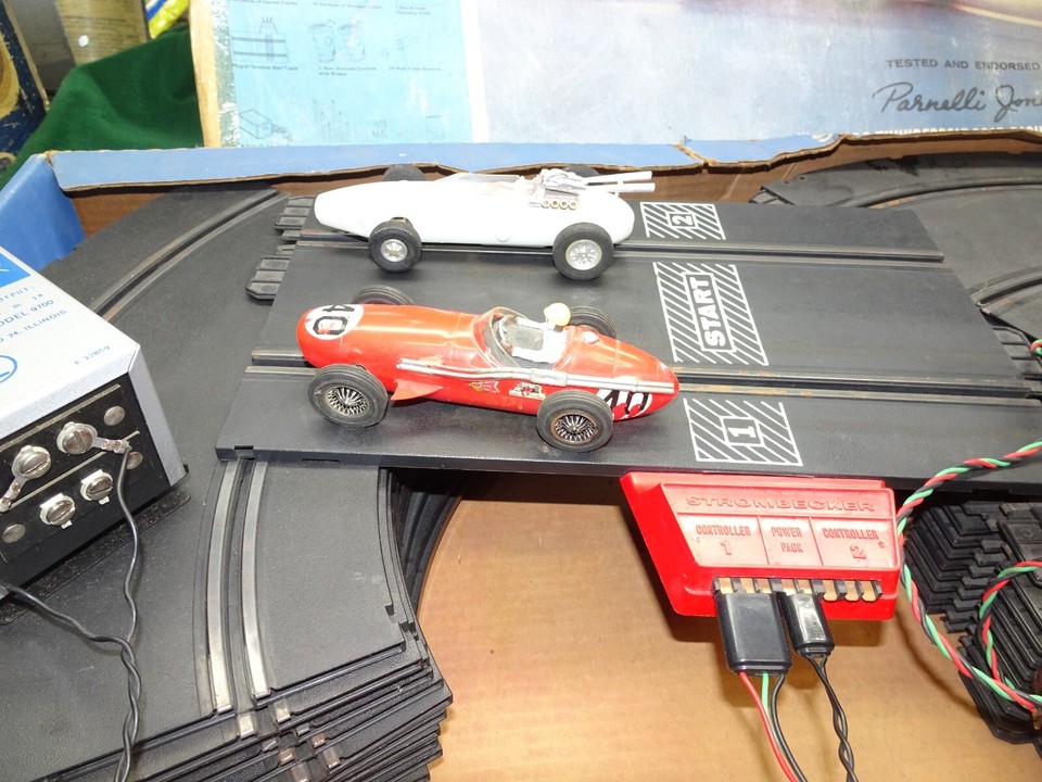 Vintage strombecker slot car set Thunderbolt Sold By Wards 1960s | eBay