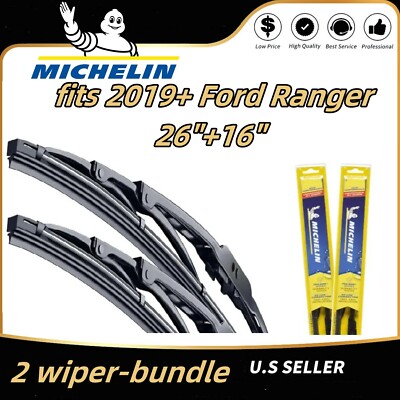 2-Pack Super-Premium Michelin Wipers fits 2019+ Ford Ranger - 16260/160 ...