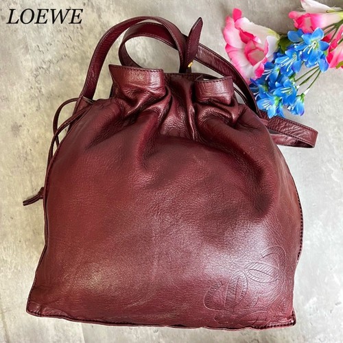 Loewe Shoulder Bag Anagram Flamenco Drawstring Vintage Red | eBay