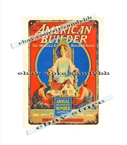 1926 American Builder construction home building metal tin sign lodge ...