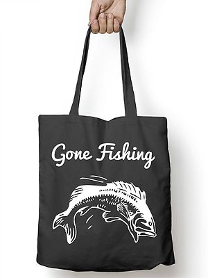 Gone Fishing Funny Carp Bait Tote Bag For Life Shopper Angling Shopping ...