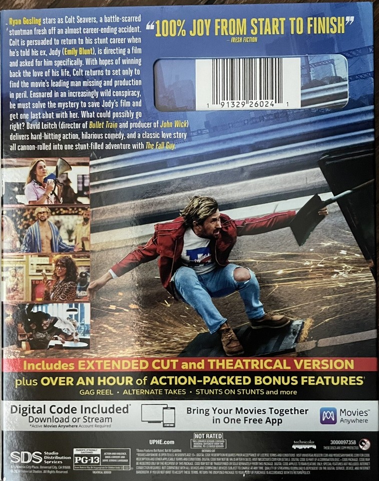 The Fall Guy Extended Cut (Blu-ray Only) No Digital Code With Slipcover ...